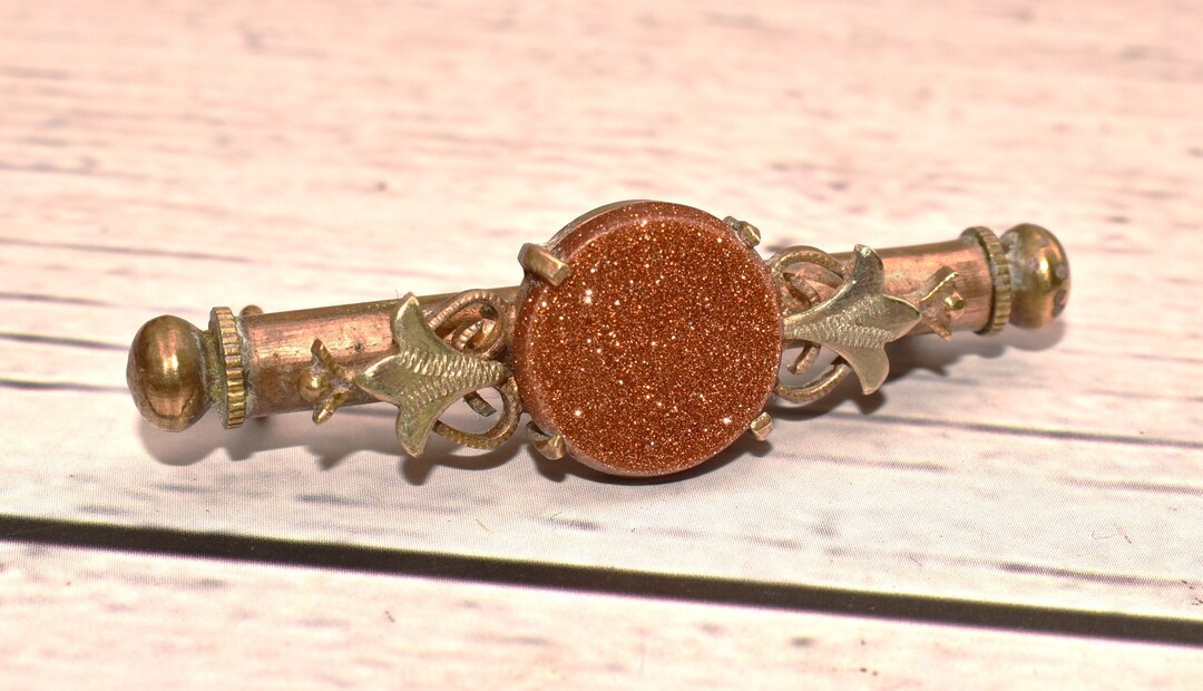 Antique Goldstone Nanny Brooch: Edwardian Hidden Sewing Kit Pin - Etsy