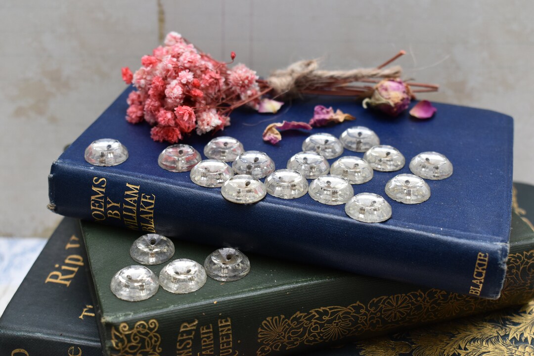 Antique Glass Buttons Gorgeous Gilt Backed Set of 20 Victorian Faceted ...