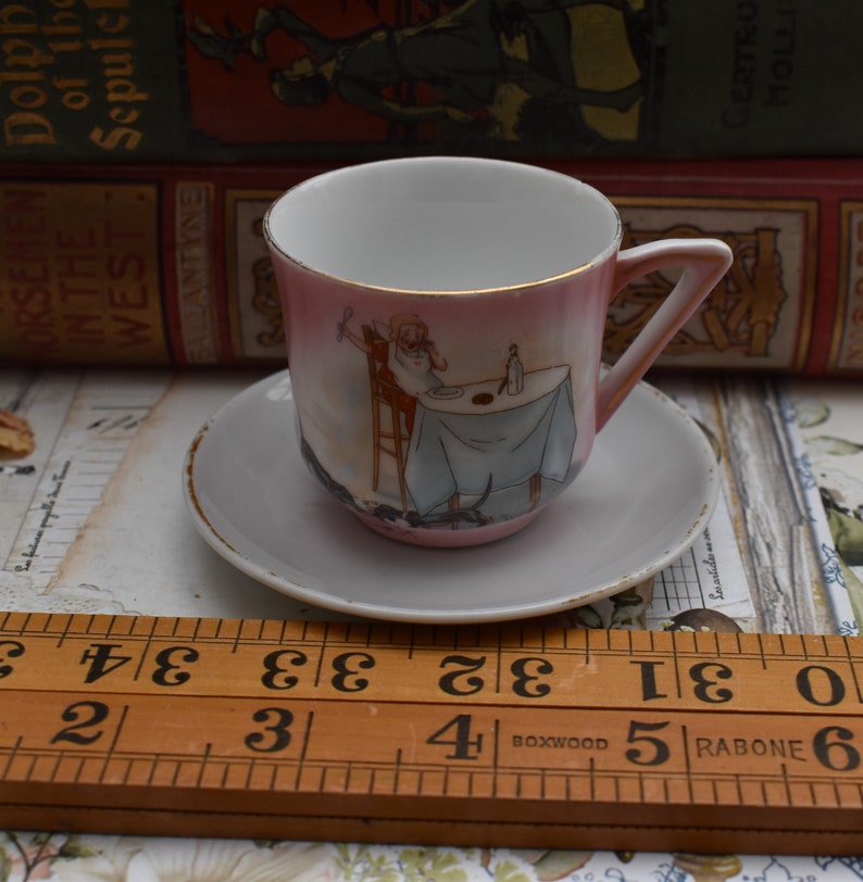 Victorian Nursery Cup and Saucer: Child With Dachshunds, Antique Tea ...