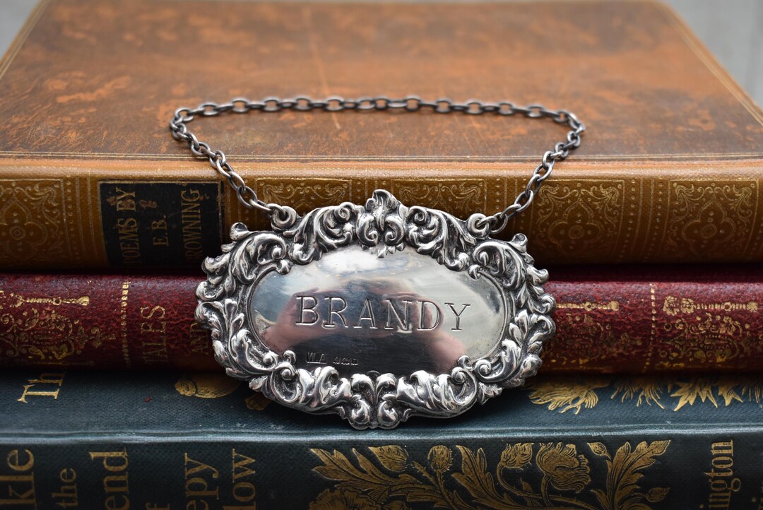 Silver Hallmarked Brandy Decanter Label Tag - Gorgeous 1968 William ...