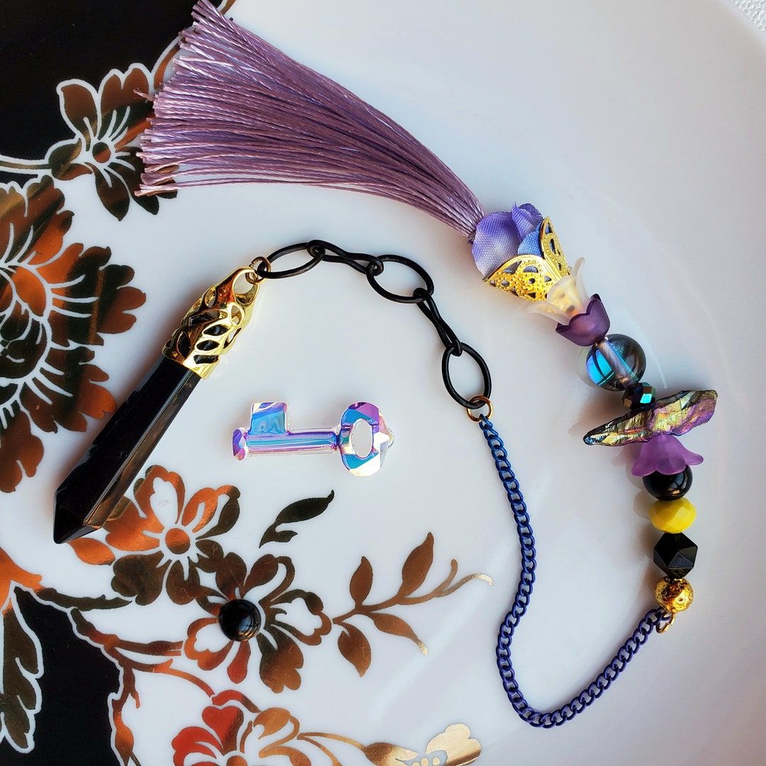 Black Onyx Pendulum - Semiprecious Stones - Crystal - Tassel - Altar ...