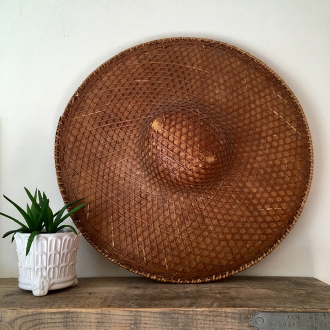 Vintage Japanese Rice Hat Wicker Hat Asian Oriental Paddy | Etsy