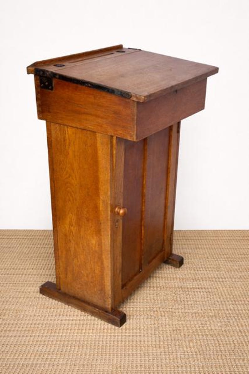 Antique Oak Lectern, Desk and Cupboard, School Cabinet, Speakers Stand ...
