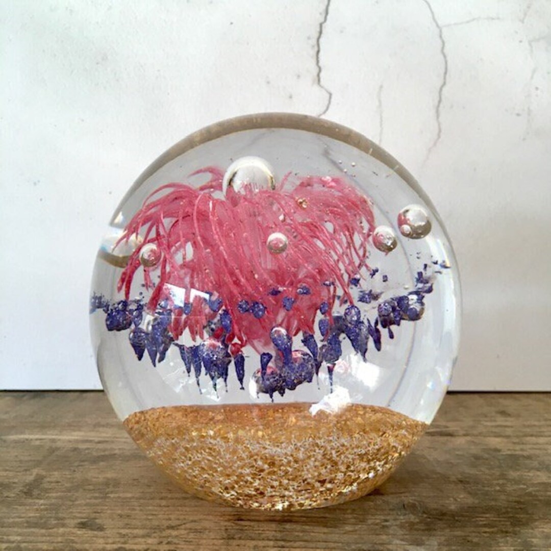 Vintage Ex Large Glass Paperweight, Sea Scape, Urchin, Ornament, Home ...