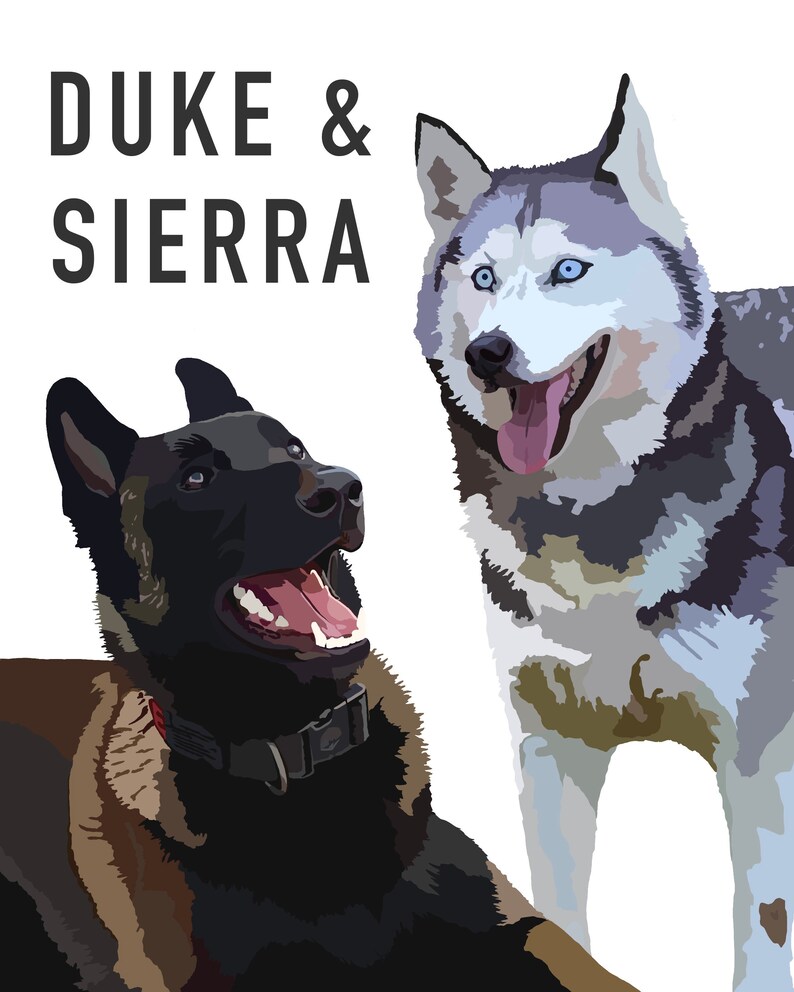 Custom Pet Portrait Digital Prints Gift for Cat and Dog | Etsy