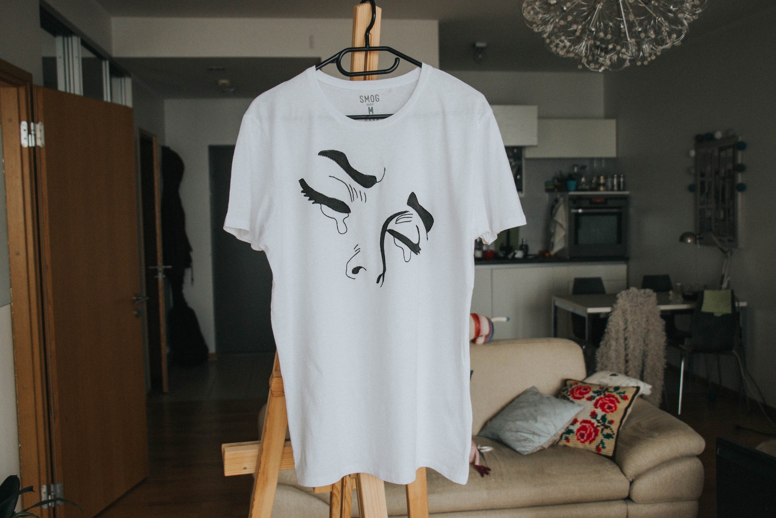 Hand Embroidered POP ART T-shirt With Sad Crying Woman Face. Perfect ...