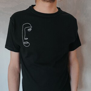 Hand Embroidered T-shirt With Abstract Face on It. Perfect, Trendy Gift ...