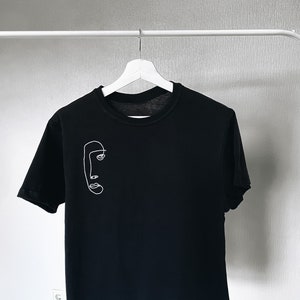 Hand Embroidered T-shirt With Abstract Face on It. Perfect, Trendy Gift ...