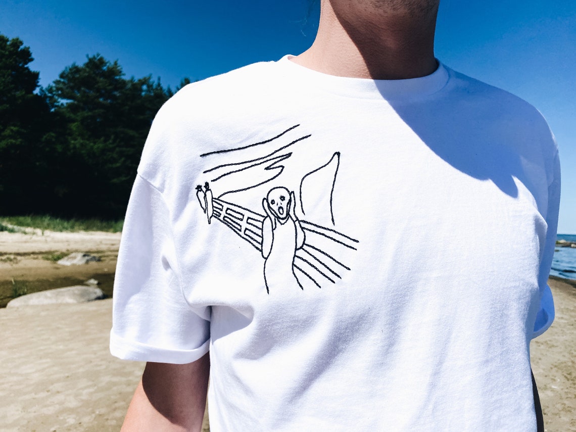 Hand Embroidered T-shirt Edvard Munch “the Scream”. ART GIFT - Etsy