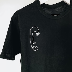 Hand Embroidered T-shirt With Abstract Face on It. Perfect, Trendy Gift ...