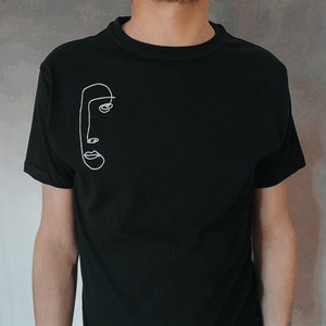 Hand Embroidered T-shirt With Abstract Face on It. Perfect, Trendy Gift ...