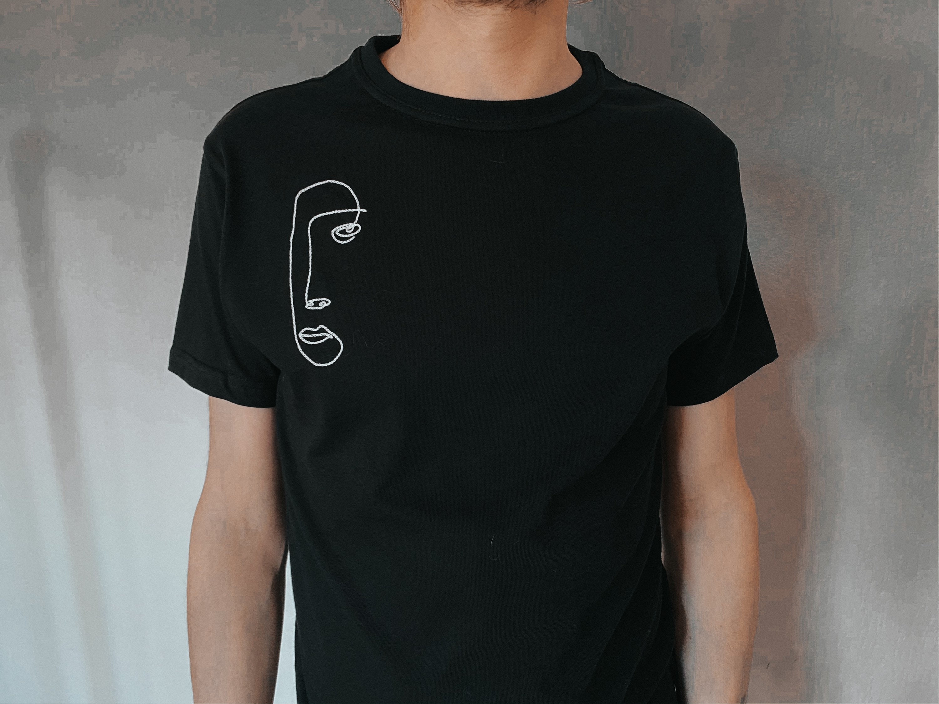 Hand Embroidered T-shirt With Abstract Face on It. Perfect, Trendy Gift ...