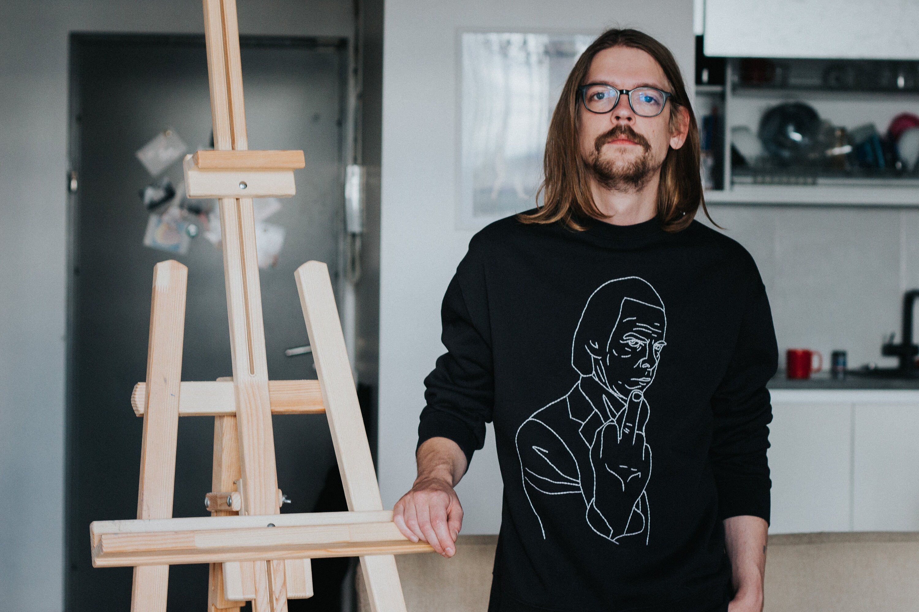 Hand Embroidered Sweatshirt With Nick Cave Showing Middle Finger ...