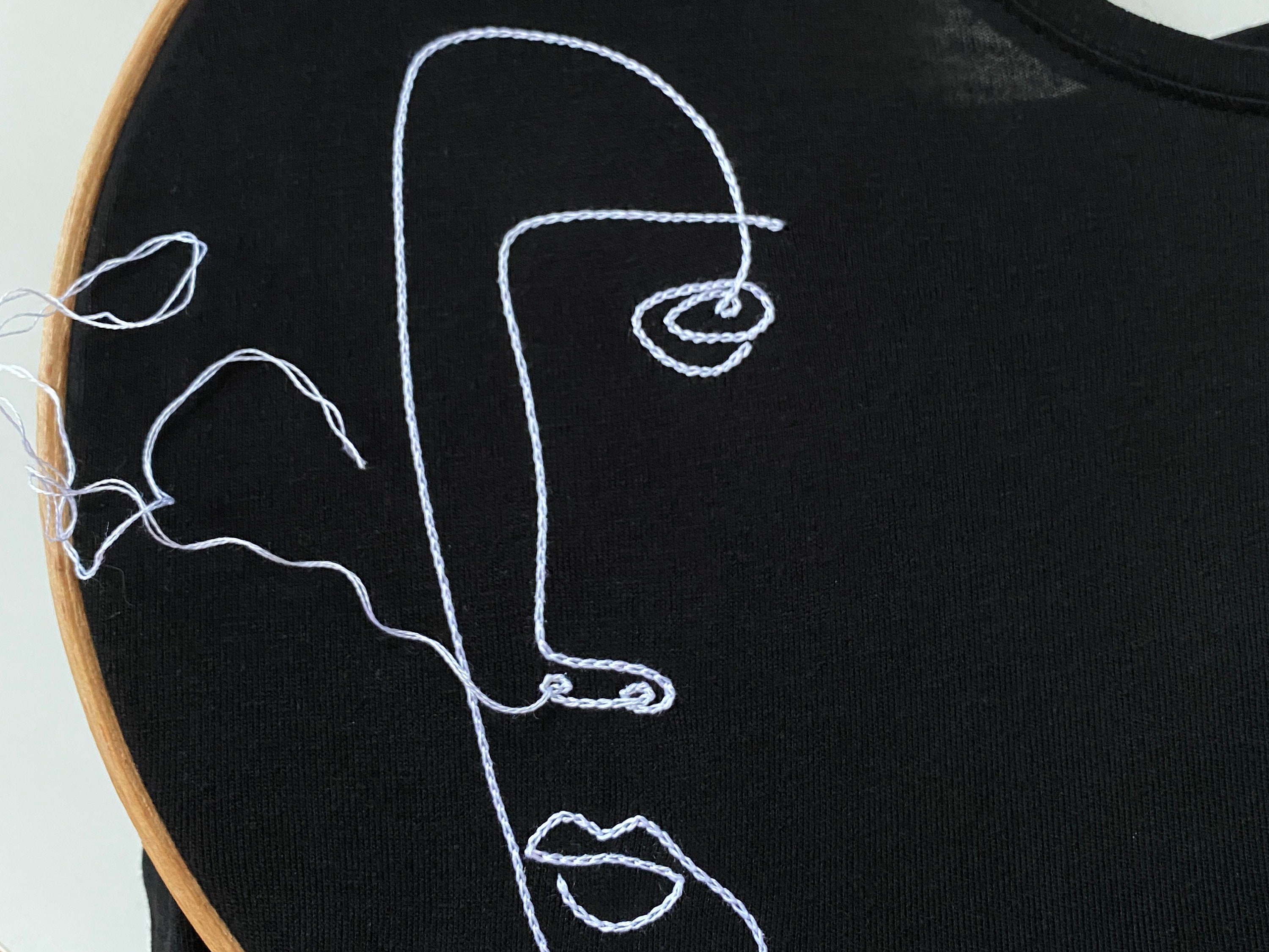 Hand Embroidered T-shirt With Abstract Face on It. Perfect, Trendy Gift ...