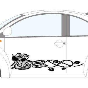 Floral Rose Flower Swirl Car Decal Sticker Flower Car Decal 002 - Etsy