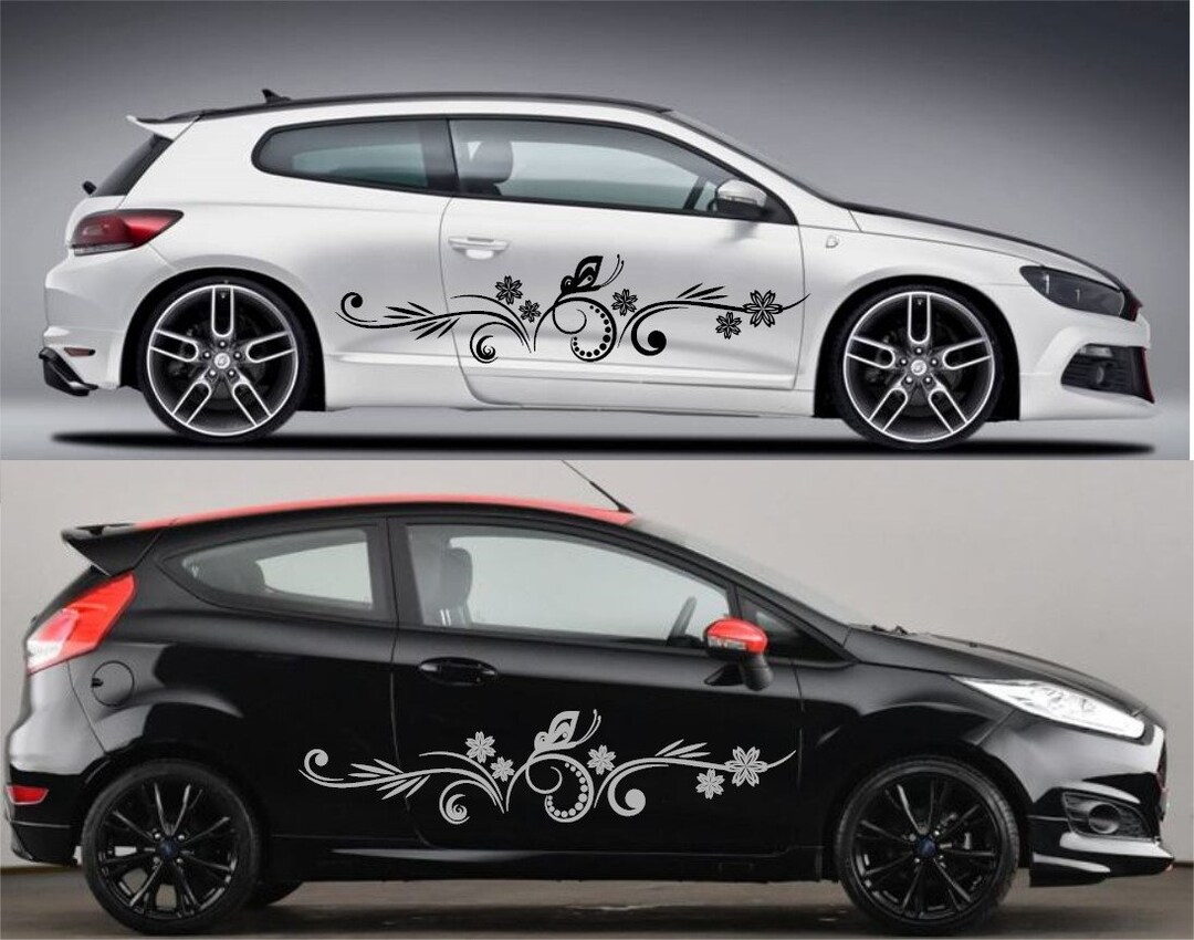 Floral Car Decal Large Car Side Flower Swirl Decal Car Decal Sticker ...