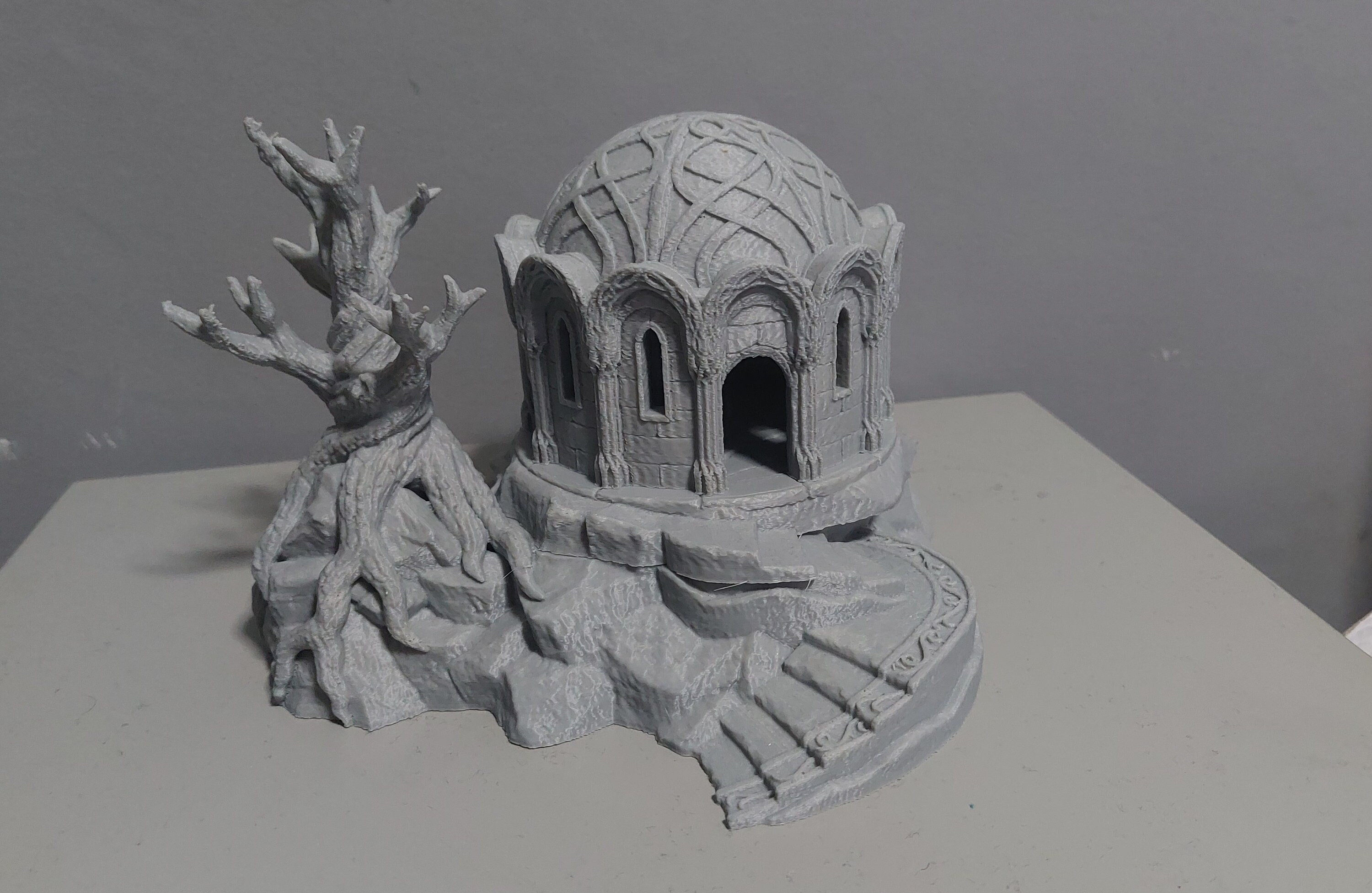 Elven Realms Library on Rocky Hill With Tree/elf 3d Printed Library Rpg ...