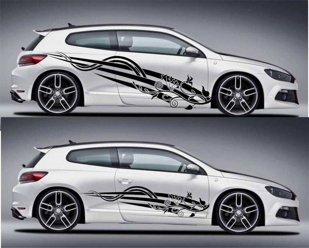 Floral Car Decal Large Car Side Flower Swirl Decal Car Decal Sticker ...