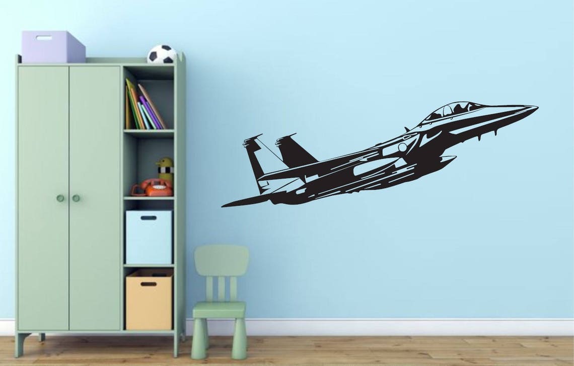 Large F15 Fighter Plane Wall Decal Vinyl Decor Nursery Decal Baby Wall ...