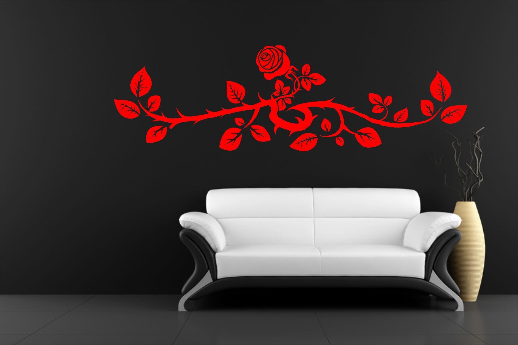 Floral Rose Flower Wall Decal Floral Vinyl Decor Nursery Decal - Etsy