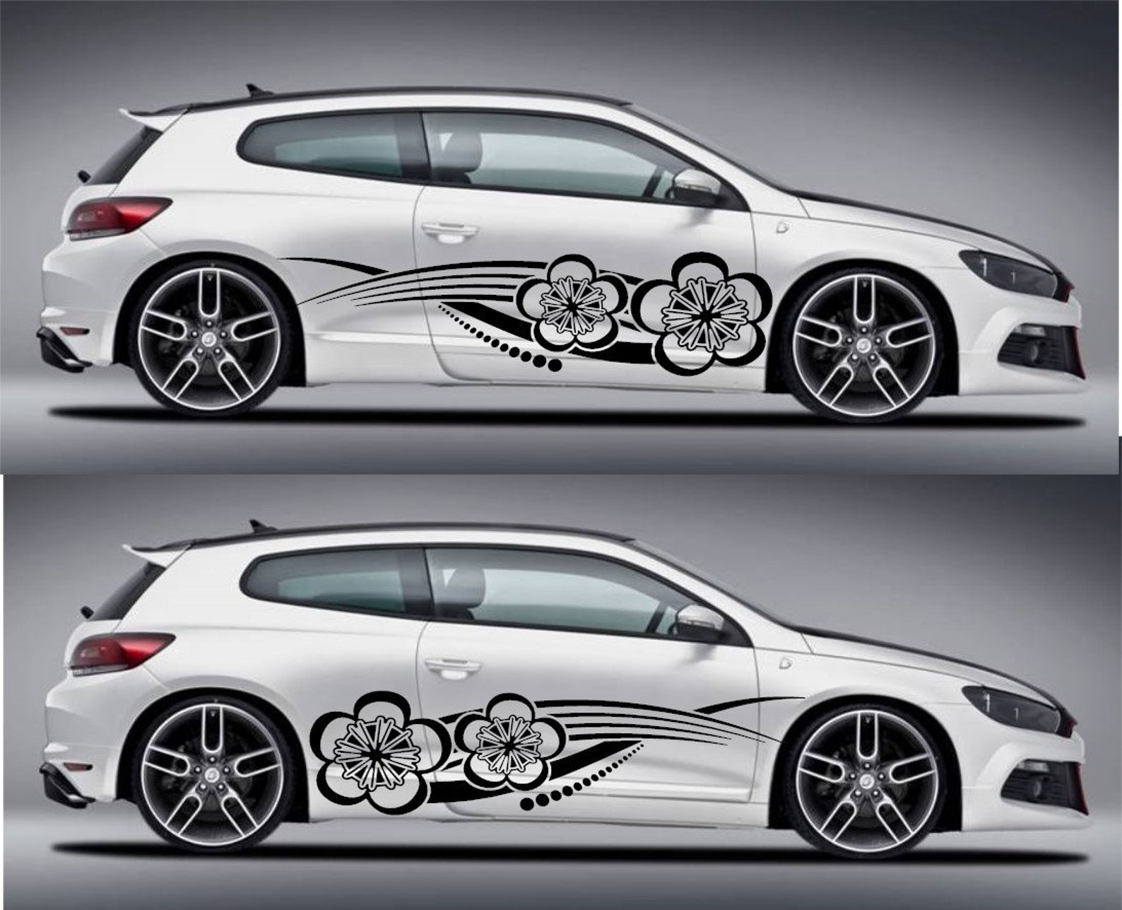 Floral Car Decal Large Car Side Flower Swirl Decal Car Decal Sticker ...