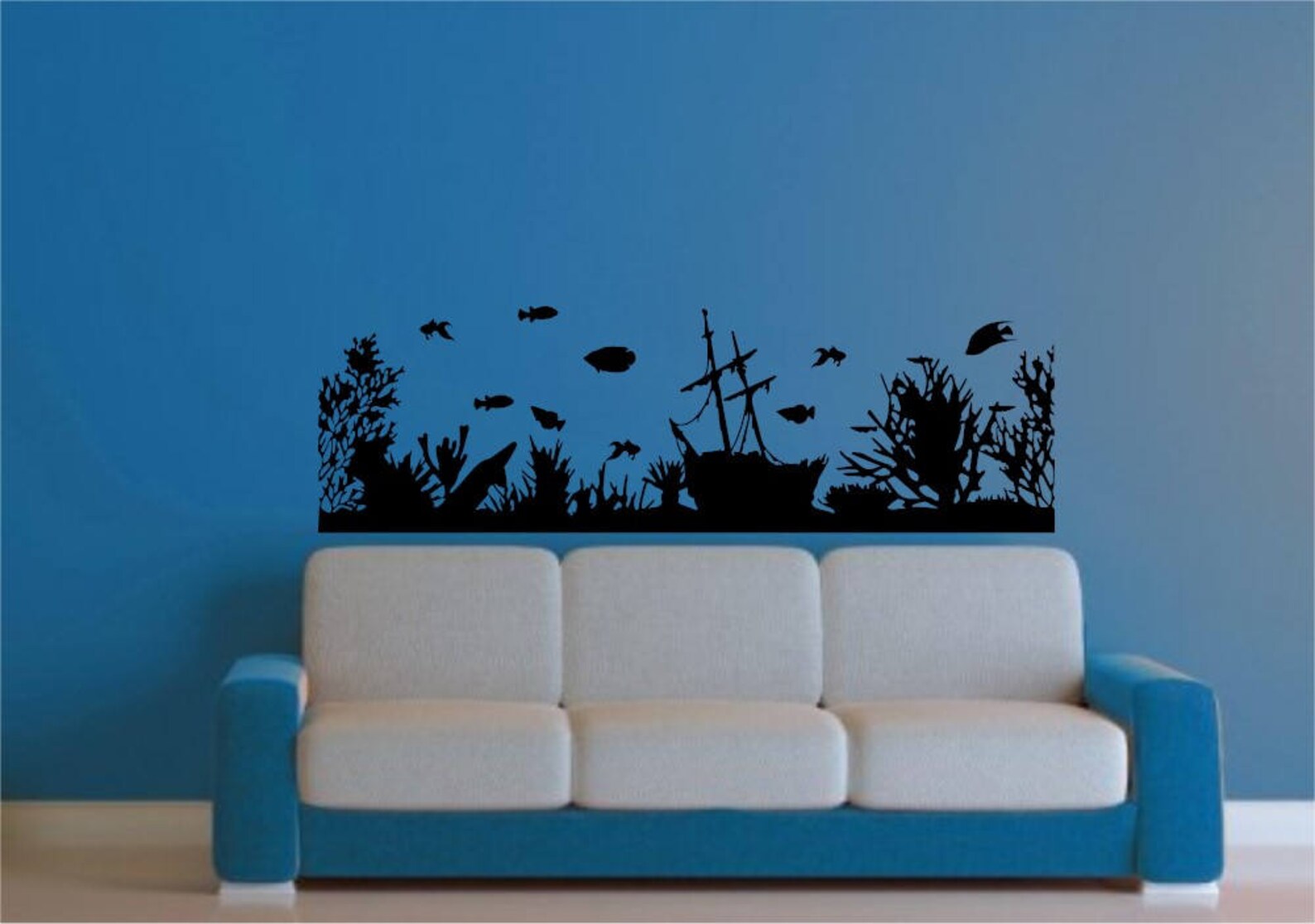 Deep Sea Under Water Scene With Ship Wreck Wall Decal Vinyl Decor ...