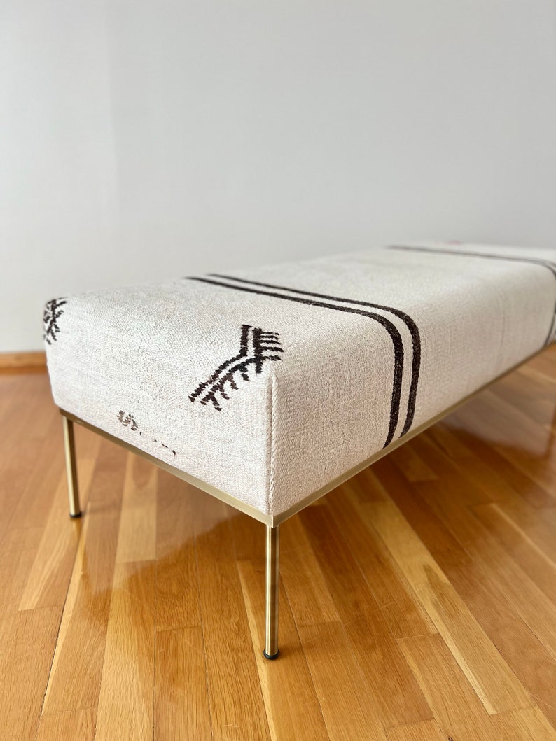 Vintage Hemp Kilim Bench, Ottoman Bench, Living Room Benches - Etsy