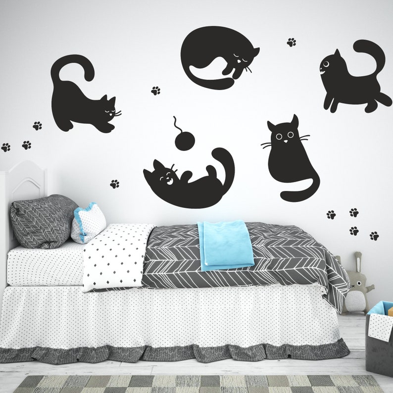 Cat Decal | Cat Stickers | Fat Cat Decal | Cat Wall Decal | Playfull ...