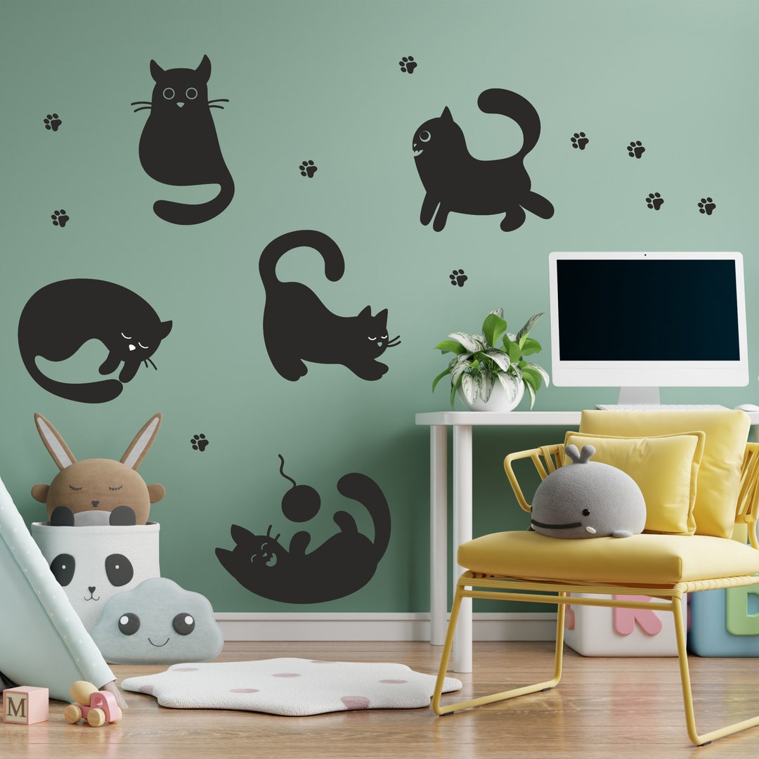 Cat Decal | Cat Stickers | Fat Cat Decal | Cat Wall Decal | Playfull ...