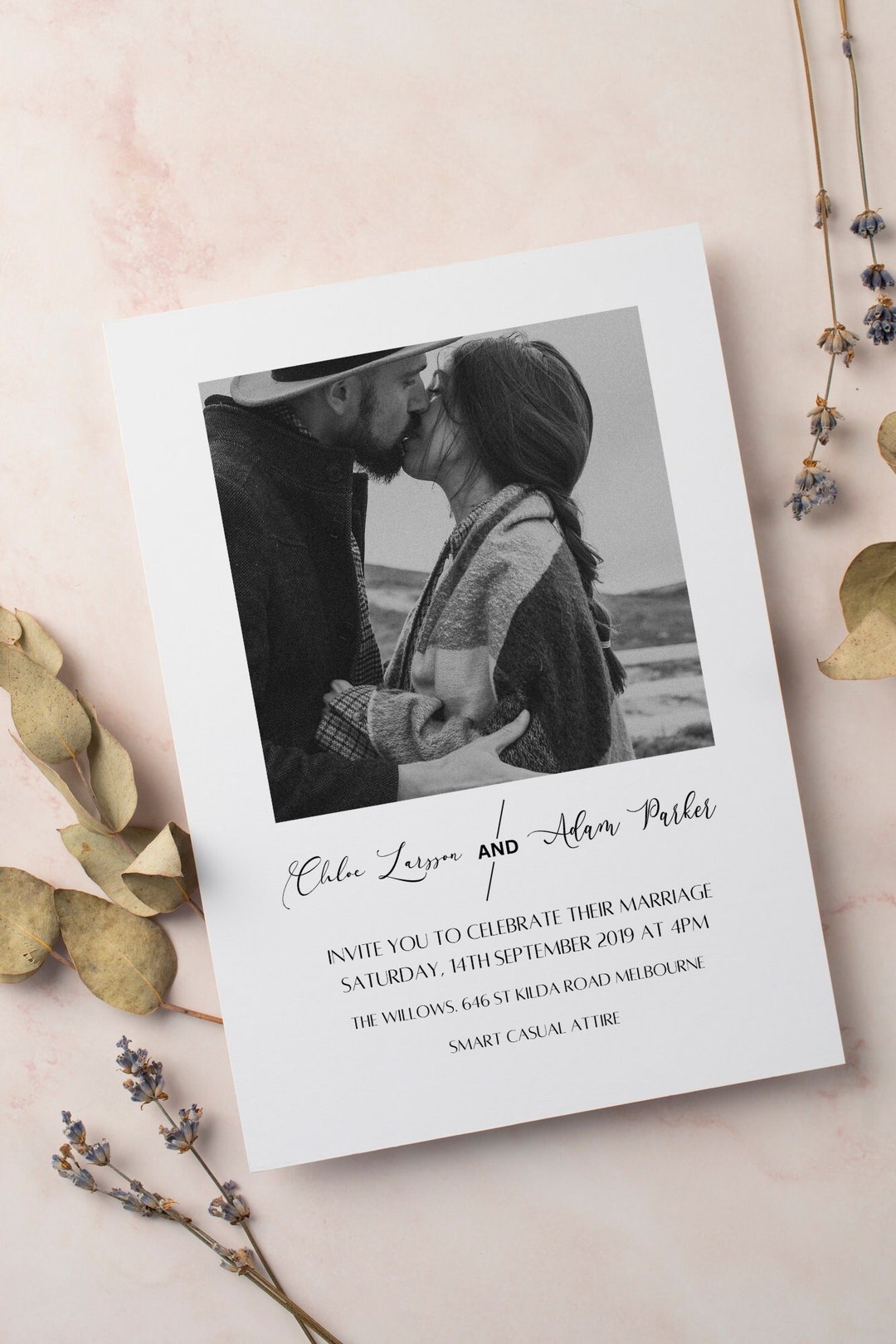 Mordern Day Minimalist Simple Photo Save Wedding Invitation - Etsy