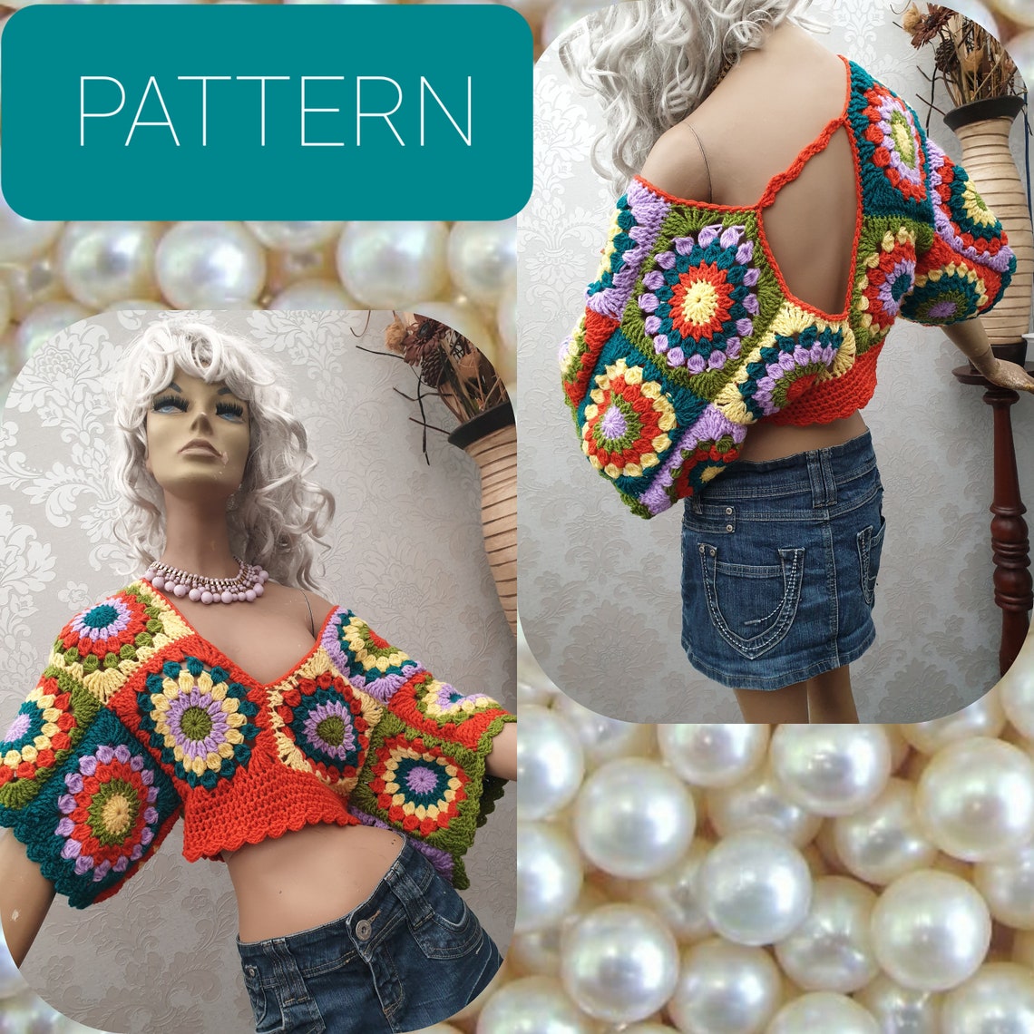 PDF Pattern Crochet Pattern DARIA Cropped Sweater Pattern | Etsy