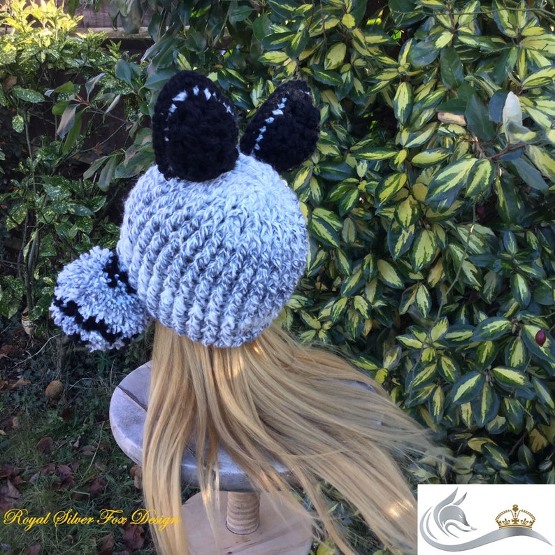 Crochet Pattern Silver Fox Beanie Hat Toddler Child and - Etsy