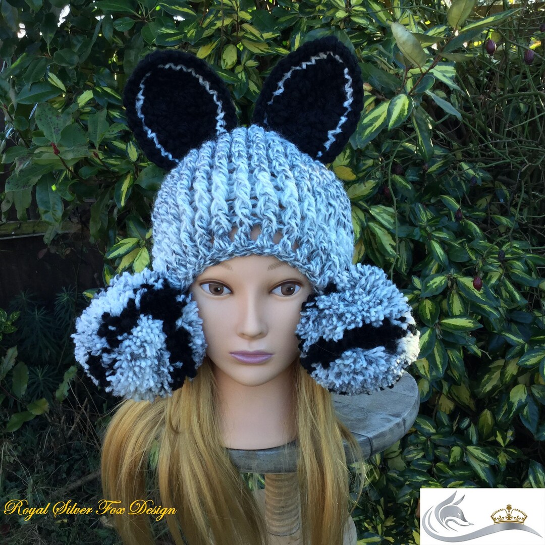 Crochet Pattern - Silver Fox Beanie Hat - Toddler, Child, and Adult ...