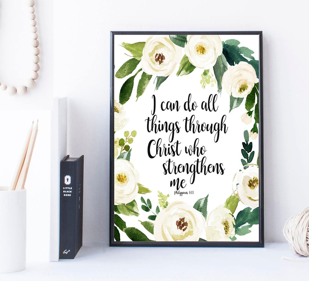Bible Verse Printable Art Inspirational Quote Art With Floral - Etsy