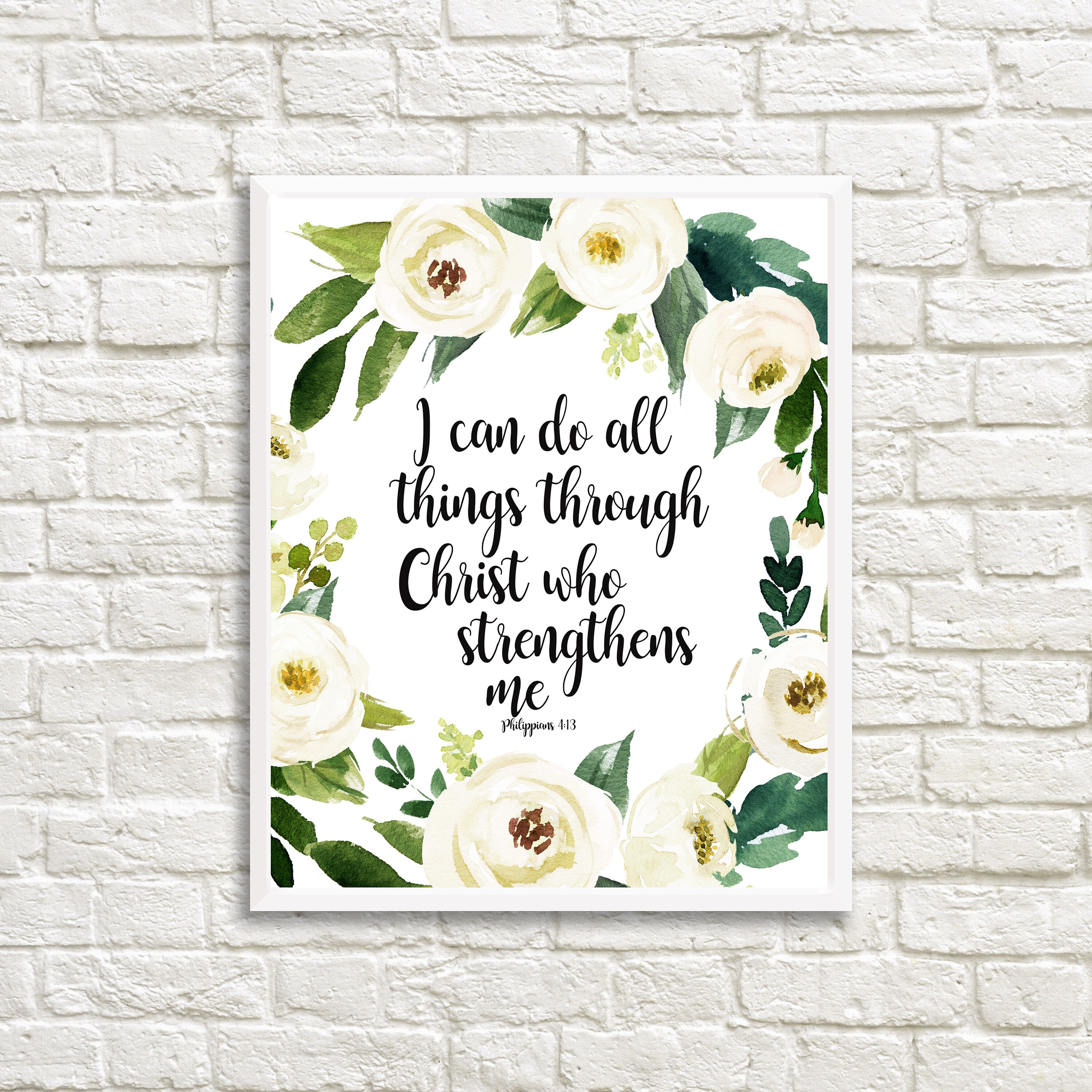 Bible Verse Printable Art Inspirational Quote Art With Floral - Etsy