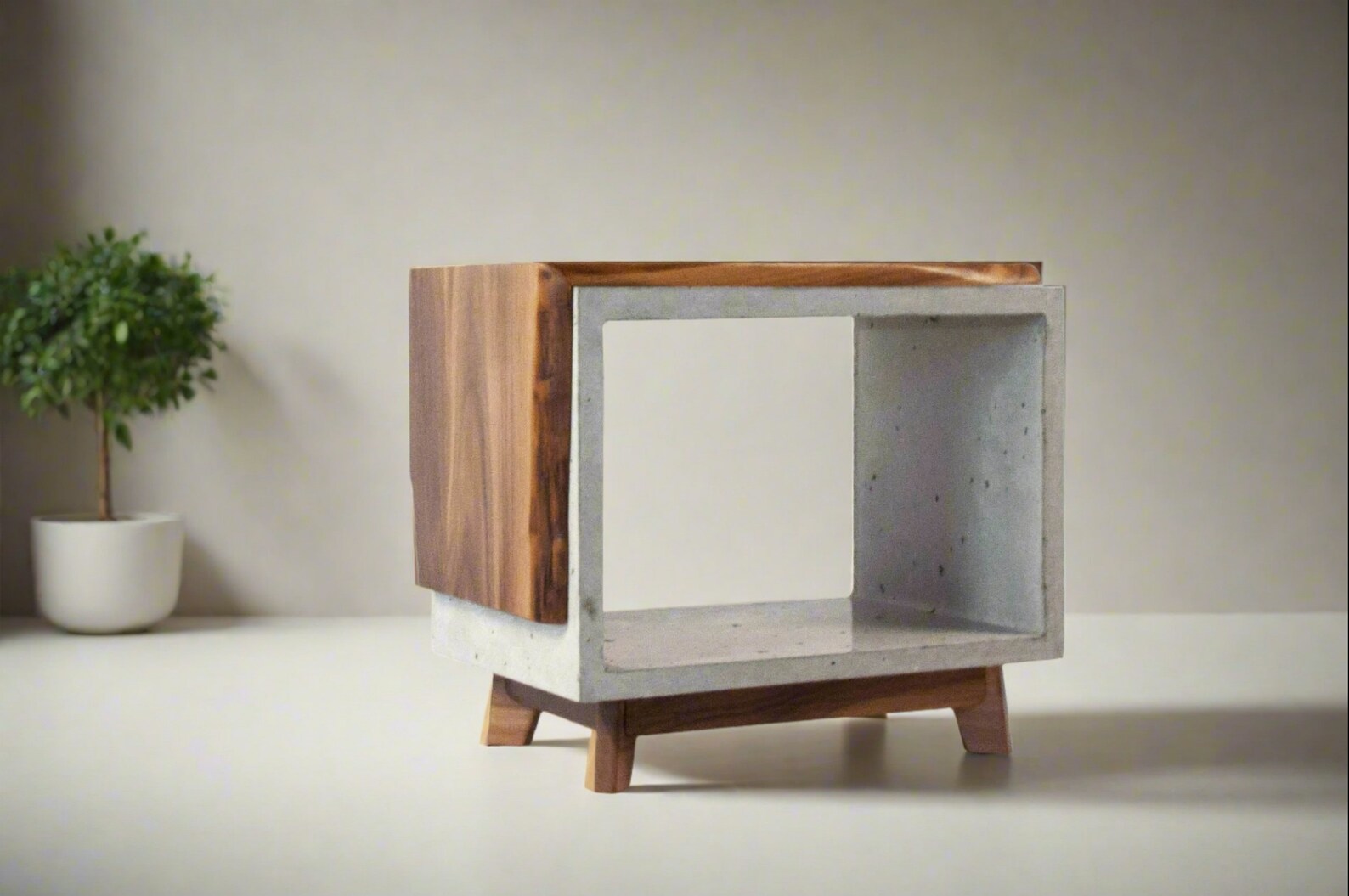 Dwarf Edge - Live Edge Solid Walnut & Concrete End Table - Etsy