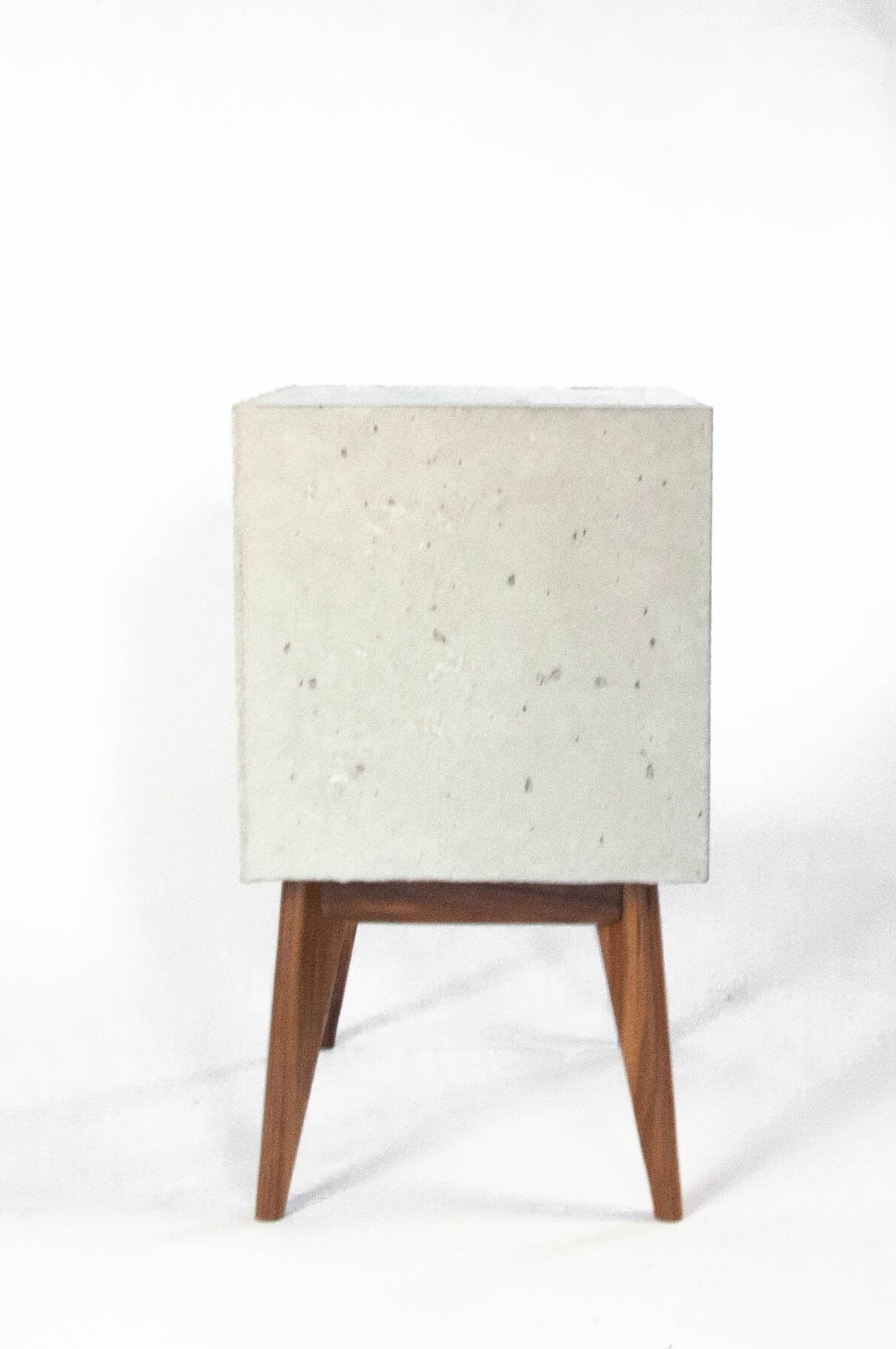 Concrete Cube & Long Solid Wood Legs End Table | Etsy Canada