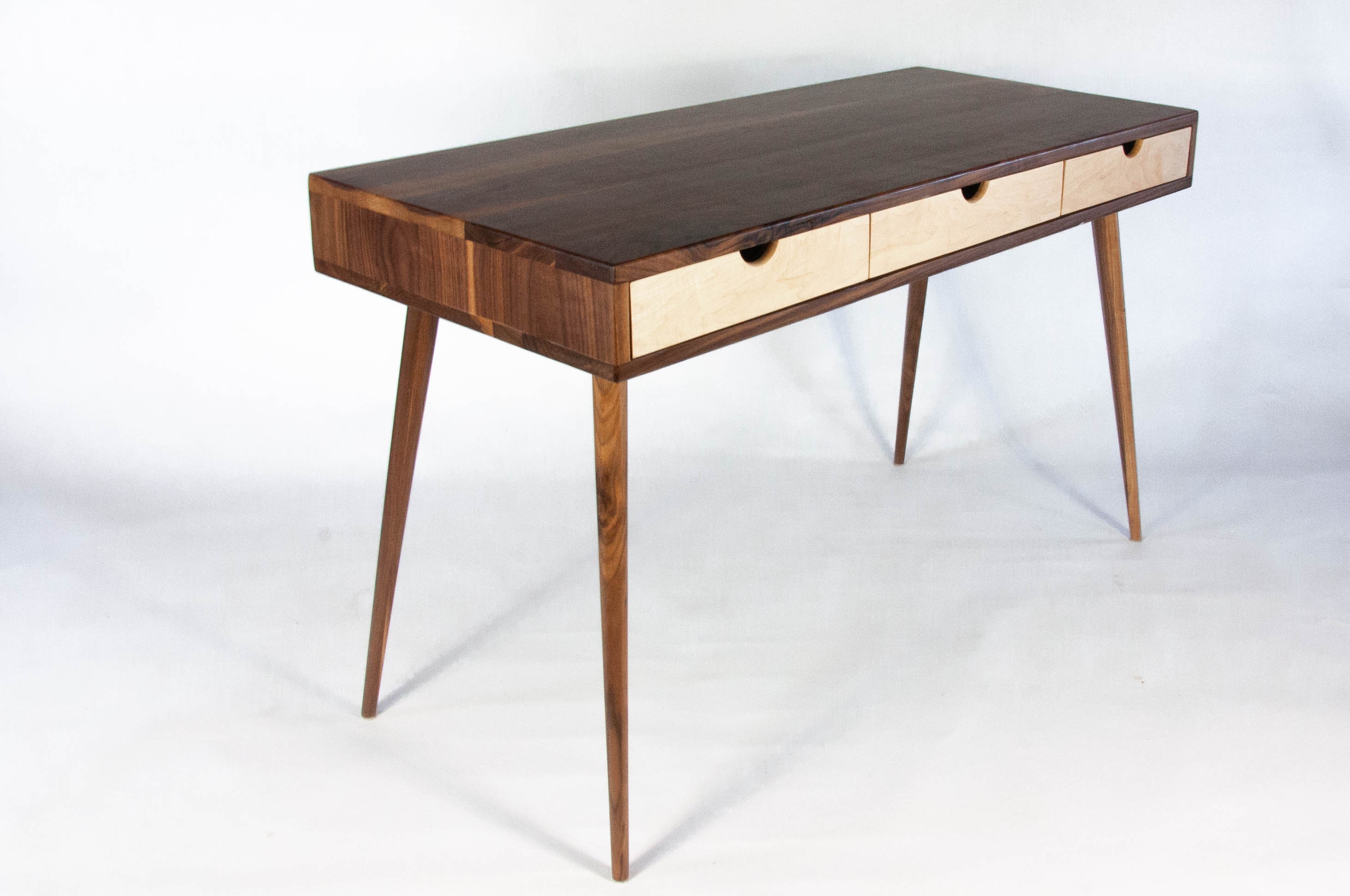 Mid-century Modern Black Walnut Office Desk With Maple Wood Drawers - Etsy