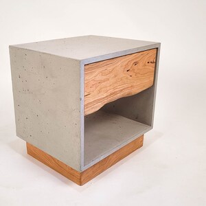 The Base Blossom - Concrete Cube & Solid Cherry Wood Base and Drawer ...