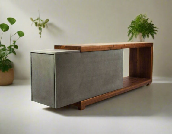 Grey concrete tv unit store