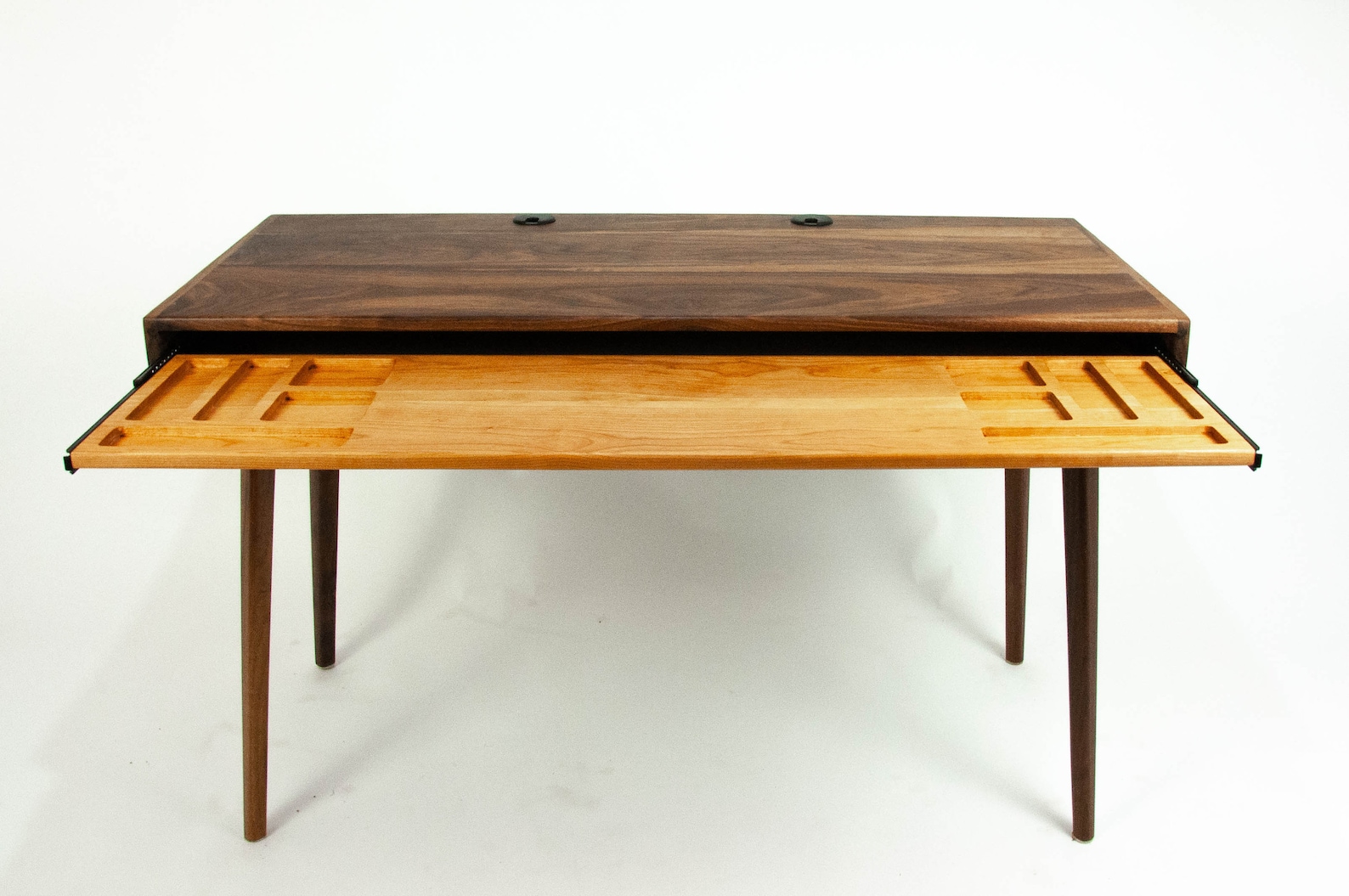 The Roland - Mid-century Modern All Black Walnut Office Desk With ...