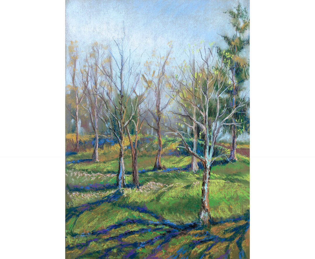 Plein Air Painting. Original Soft Pastel Art. Springtime Landscape ...