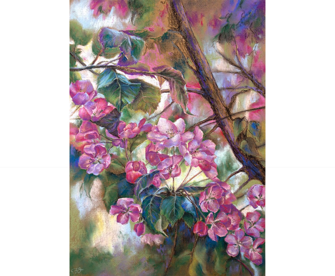 Original Soft Pastel Art. Springtime Art. Blossoming Apple - Etsy