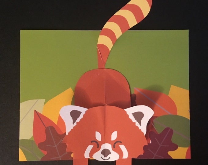 Pop up 3D Red Panda Greeting Card Mother's Day Card. Popup Handmade - Etsy