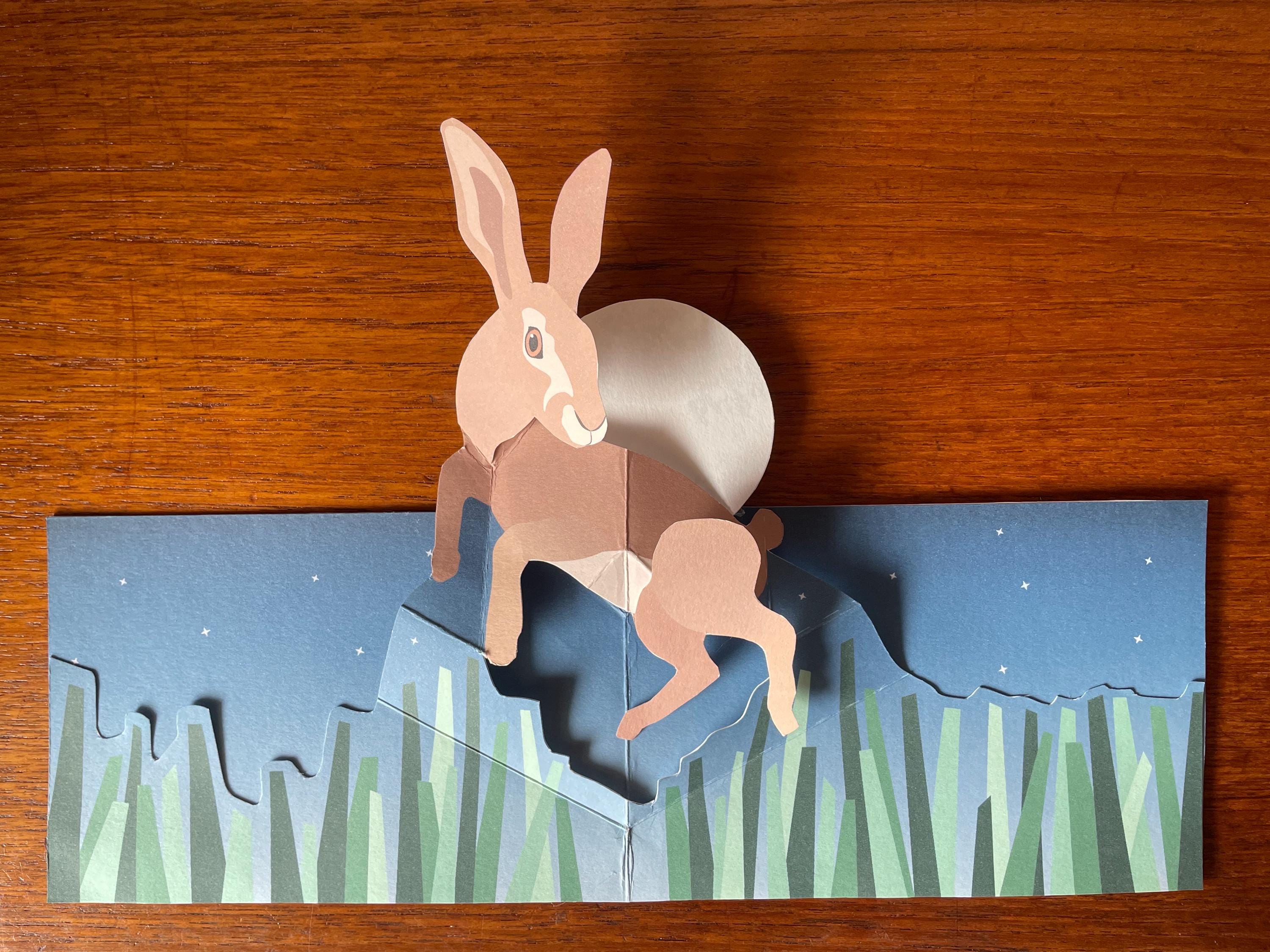 Pop up Hare at Night - Handmade 3D Christmas Greetings Card - Etsy UK