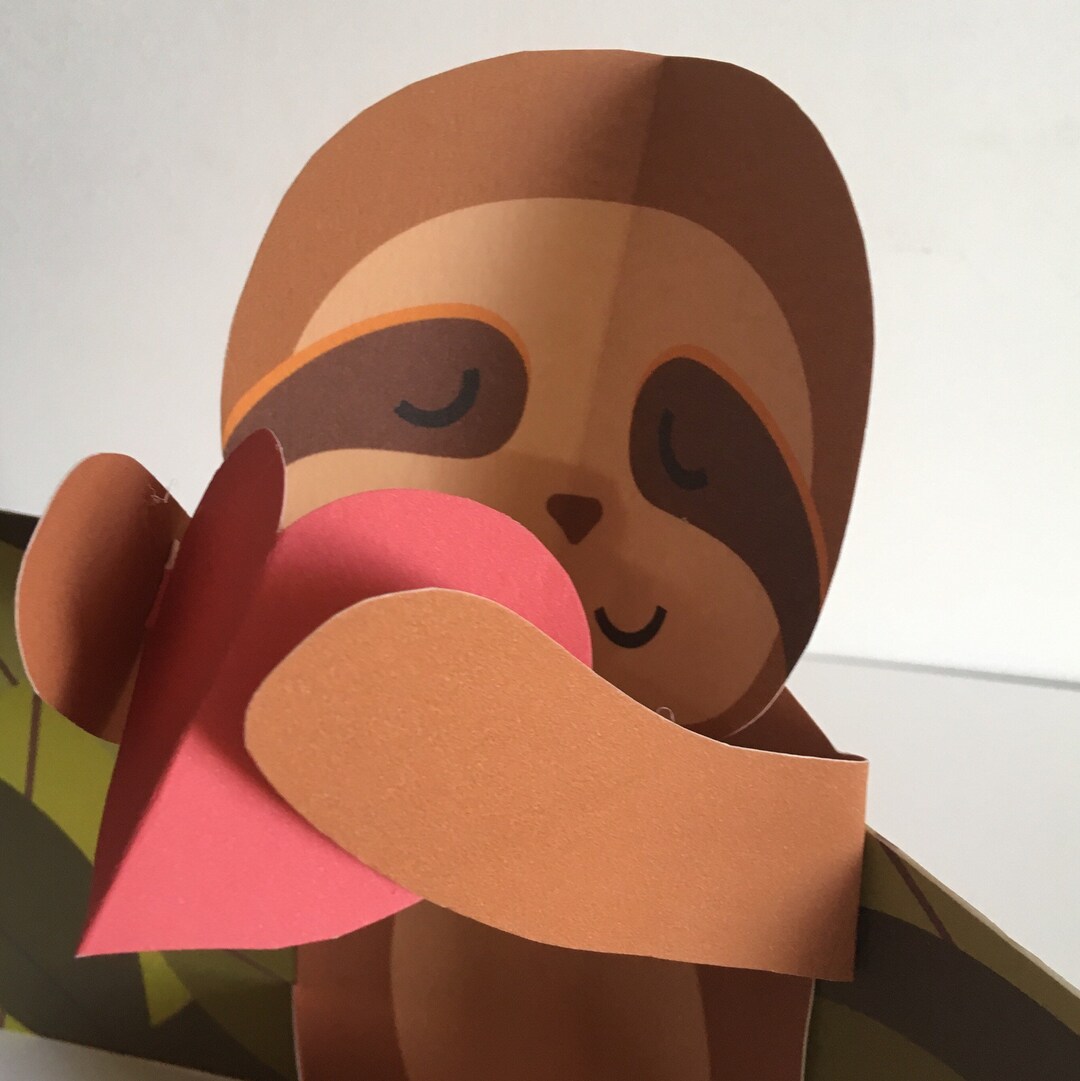 Pop up 3D Sloth Mother's Day Greeting Card! Popup Mum Love Valentine ...