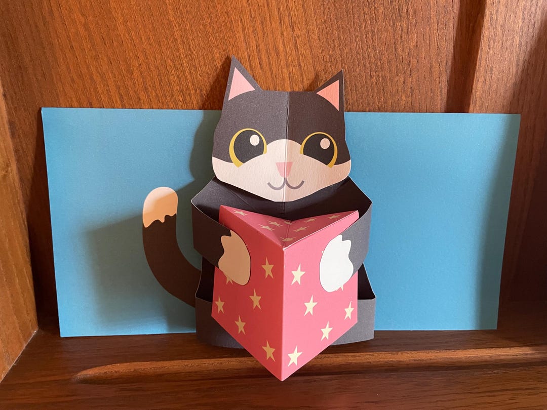 Pop-up Cat With Present Handmade 3D Greetings Card - Etsy