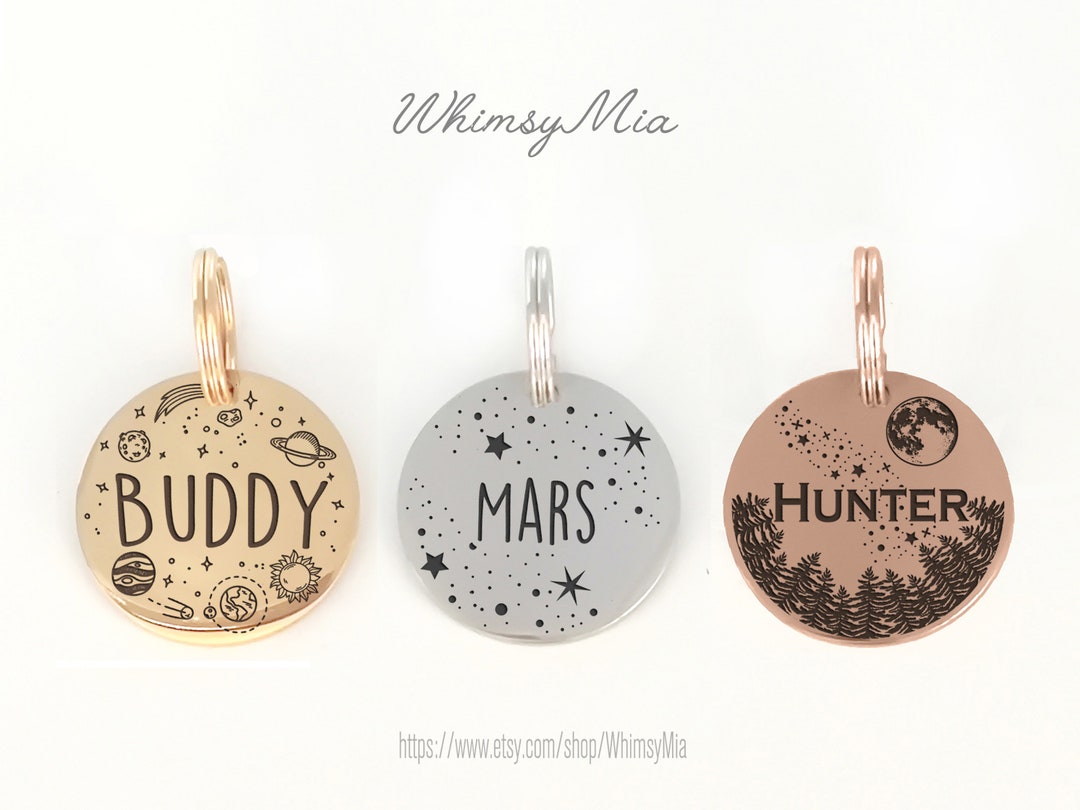 Personalized Dog Tag, Custom Dog Tag, Luna Dog Tag, Stars Dog Tag, Cute ...