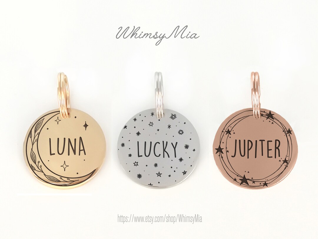 Personalized Dog Tag, Custom Dog Tag, Luna Dog Tag, Stars Dog Tag, Cute ...