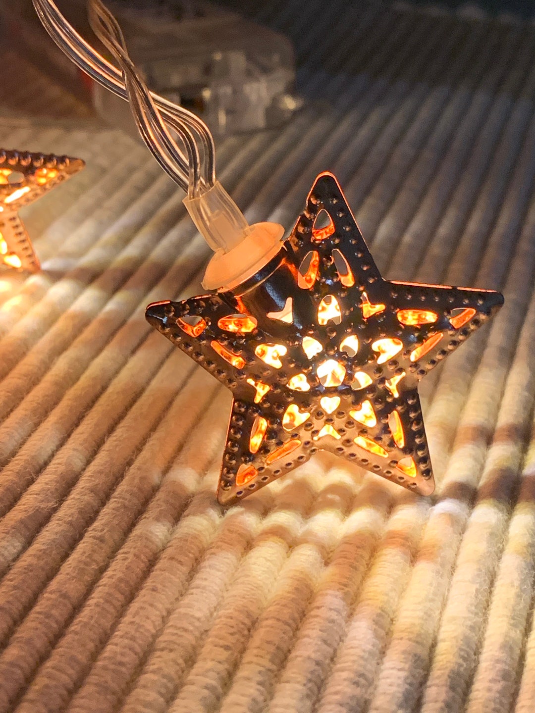 Copper Moroccan Star Lights, Fairy Lights, Battery Powered, Christmas ...